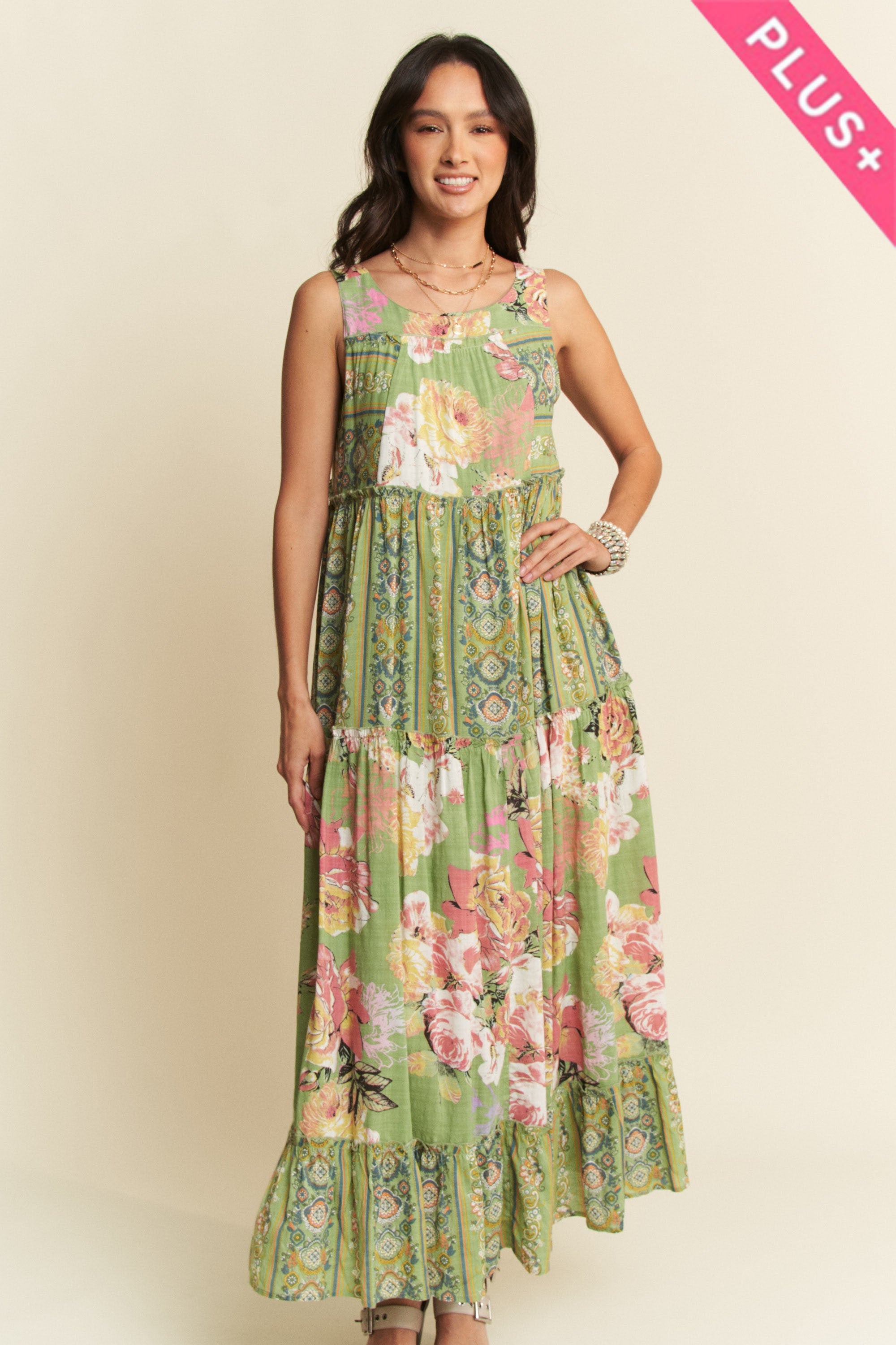 Curvy Floral Boho Stripe Mixed Maxi Dress – Red Door Gifts & Boutique